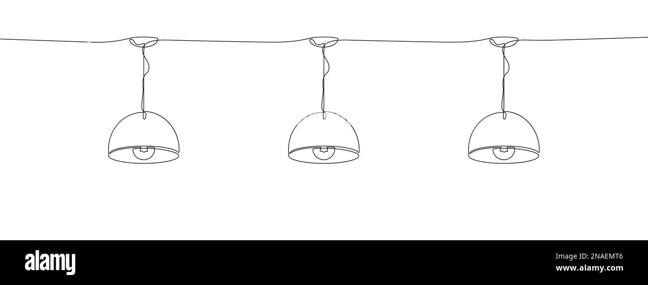 Continuous one line drawing of chandelier. One line drawing of hanging ...