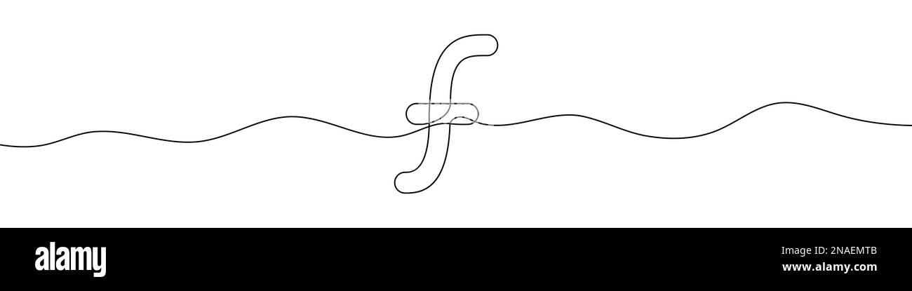 Continuous line drawing of Guilder currency symbol. Line art of Aruban ...