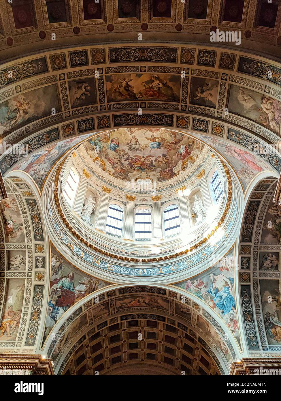 A vertical low angle shot of the ceiling of the Basilica of Sant'Andrea ...