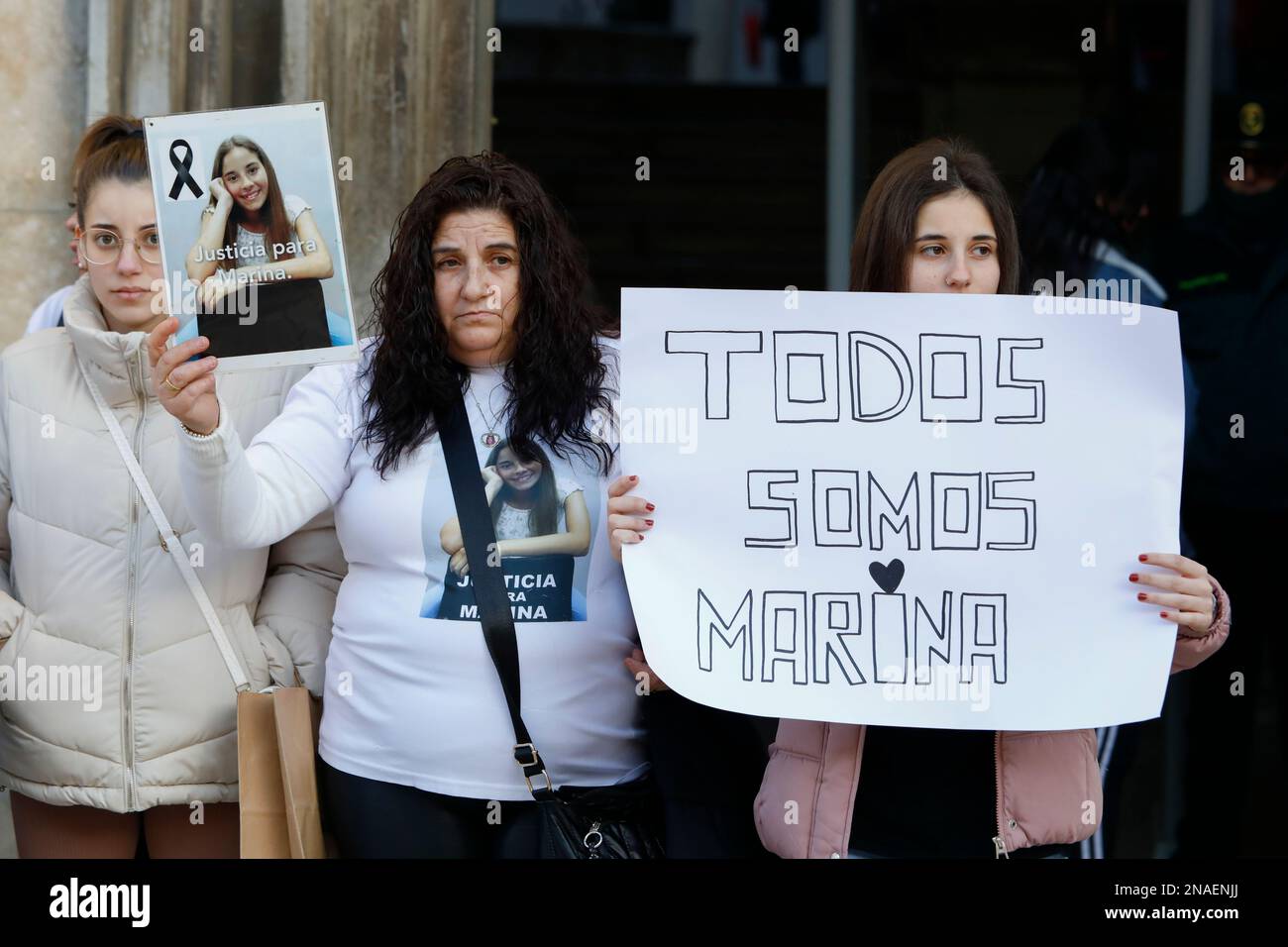 Relatives and friends of Marina demonstrate before the trial in Granada ...