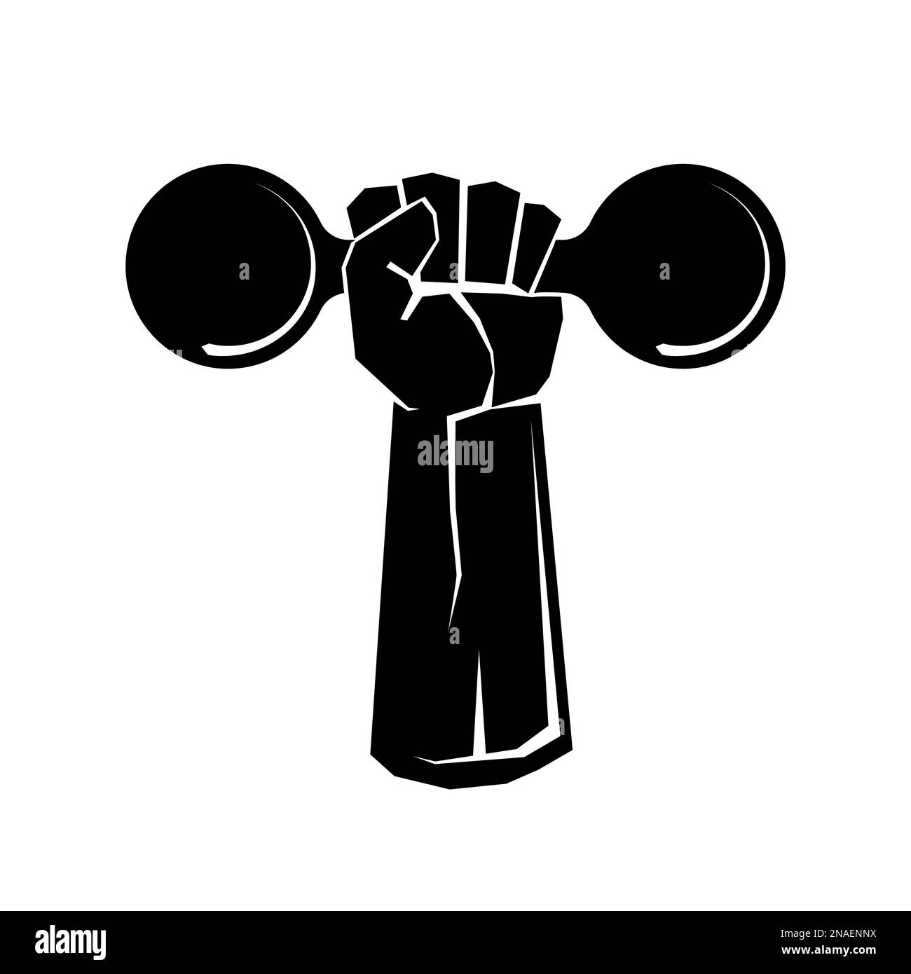 Hand holding dumbbell. Fist with dumbbell. Hand grasping dumbbell. Fitness logo design. Vector ...