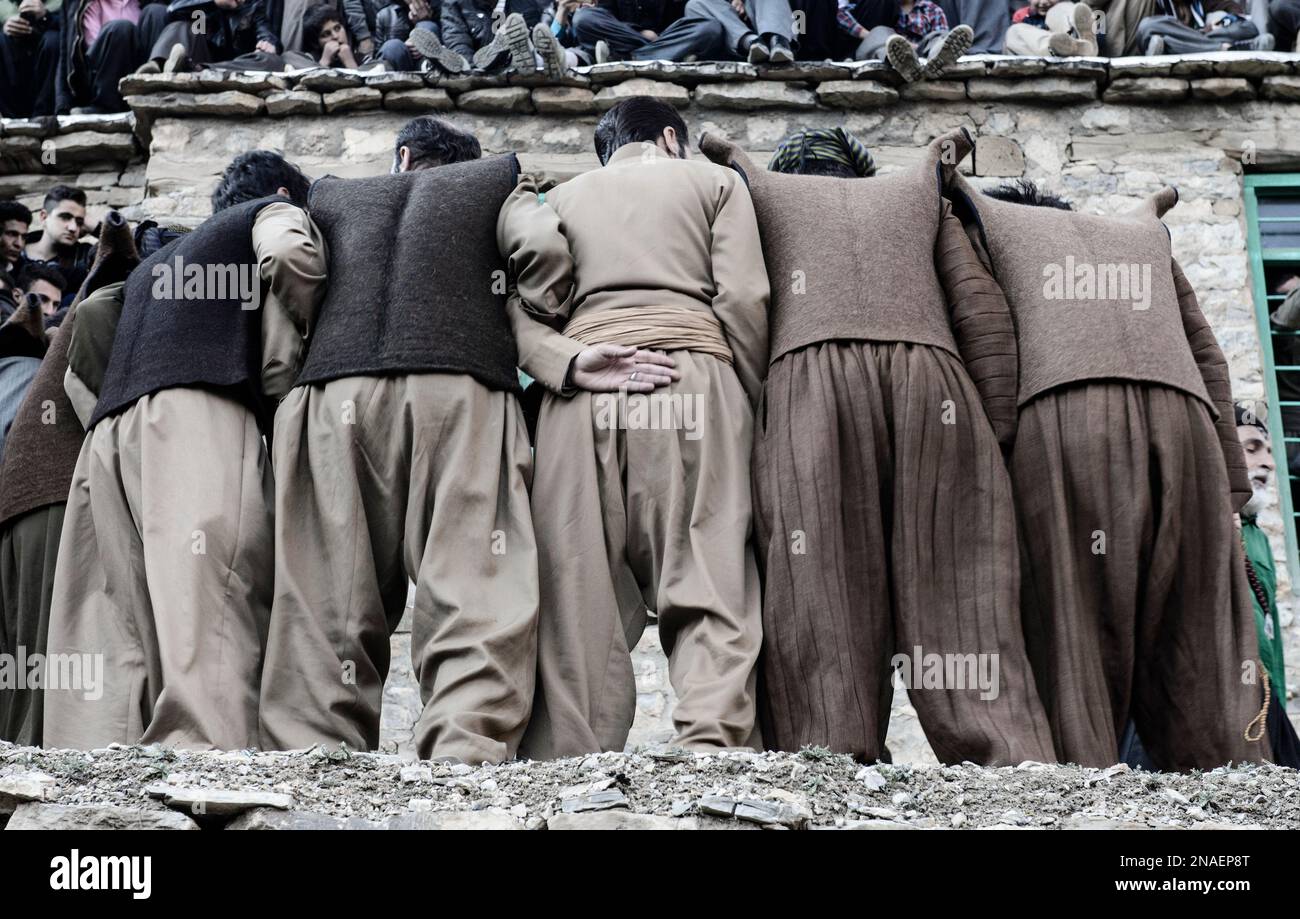 Kurdish sufis in a zikr prayer circle, chanting themselves into a ...