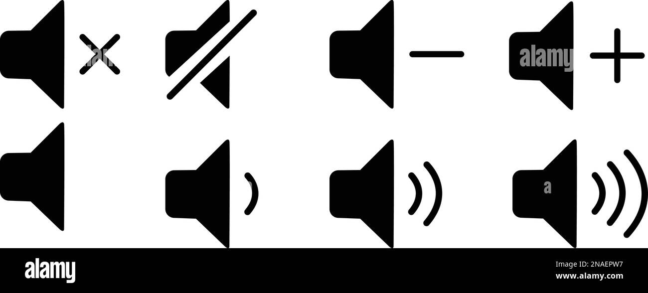 Silhouette Volume icons set. Sound volume icons. Black volume audio ...