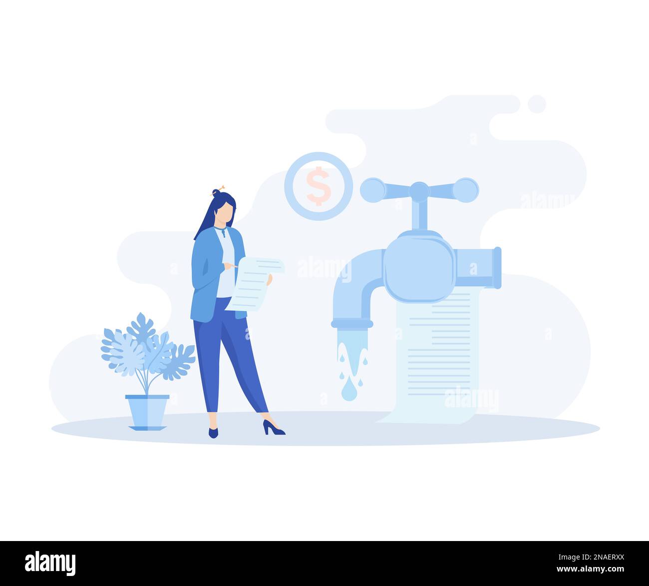 Household bills illustration. Characters calculating electricity, warm ...