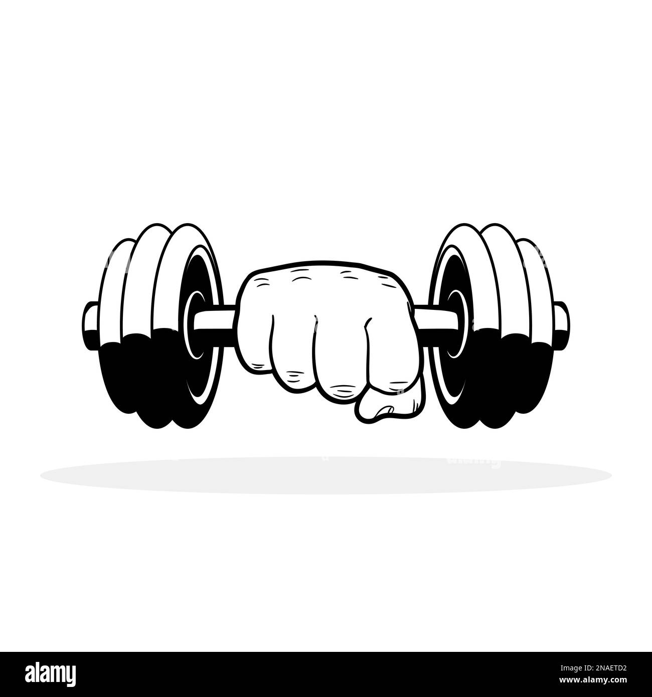 Hand holding dumbbell. Fist with dumbbell. Hand grasping dumbbell. Fitness logo design. Vector ...