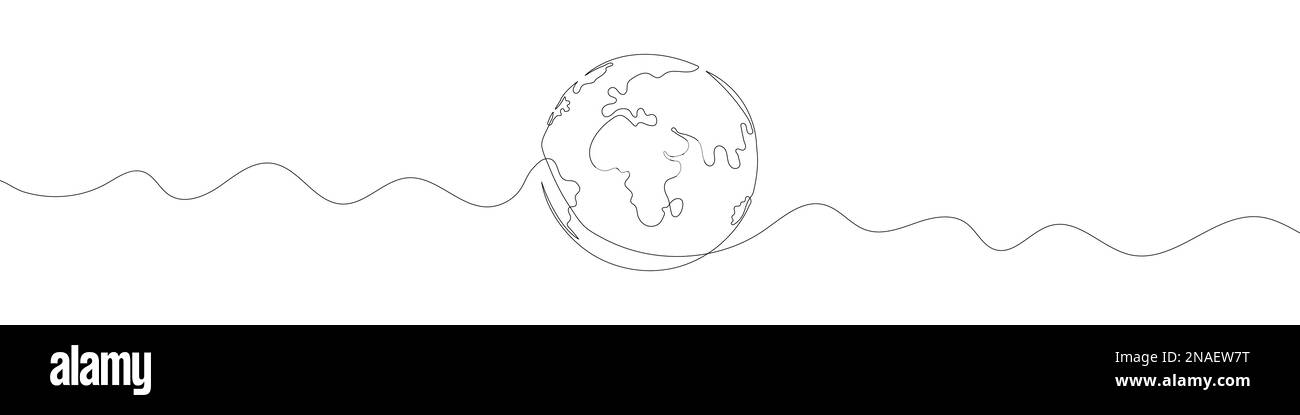 One continuous line drawing of Earth. Vector illustration. Earth globe ...