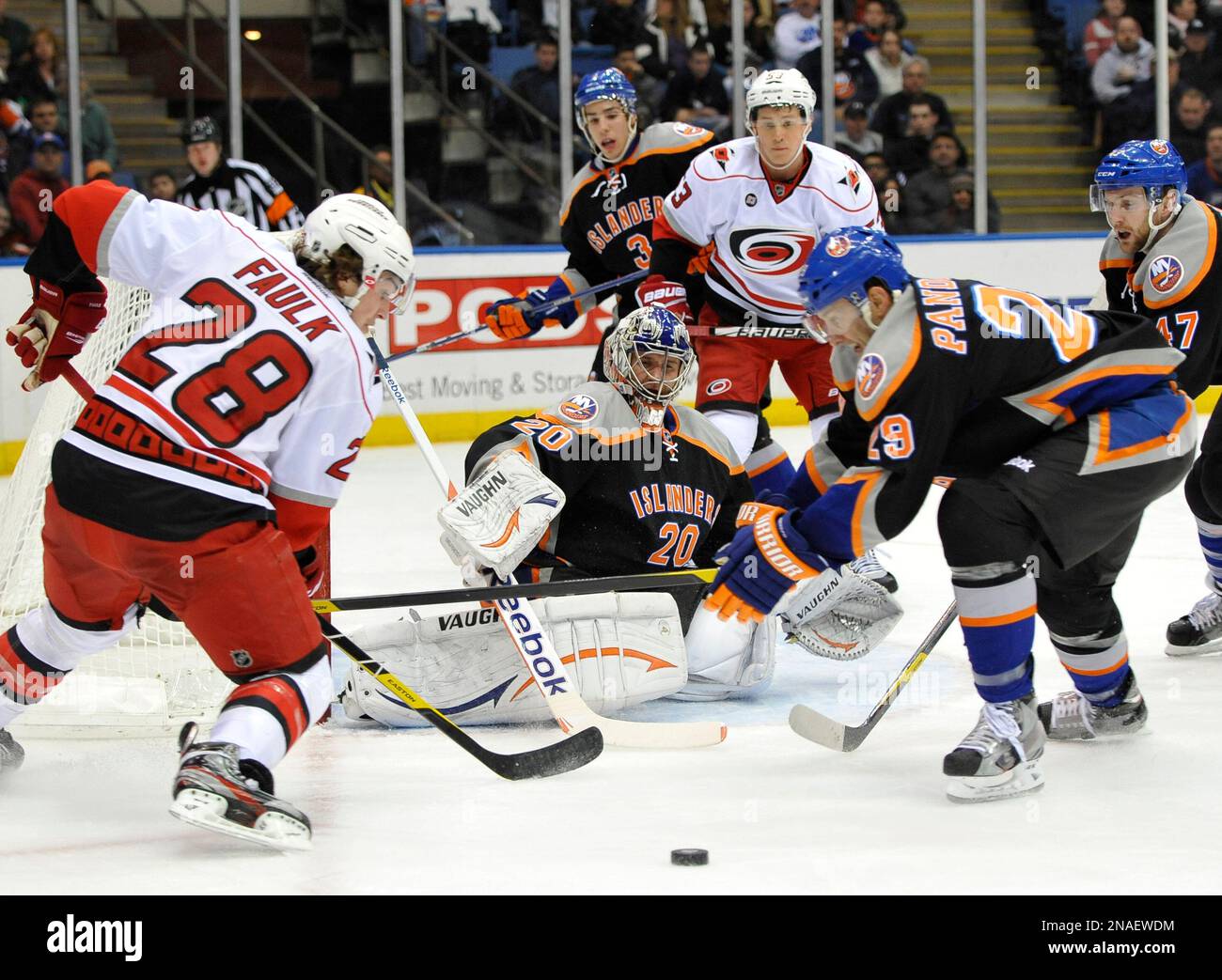 New York Islanders goalie Evgeni Nabokov (20) and Jay Pandolfo (29 ...