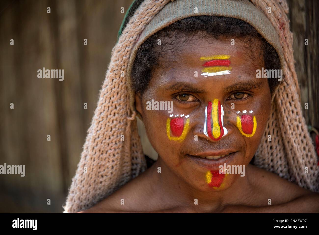 Young Huli tribe woman in the Tari Valley area in Papua New Guinea’s ...