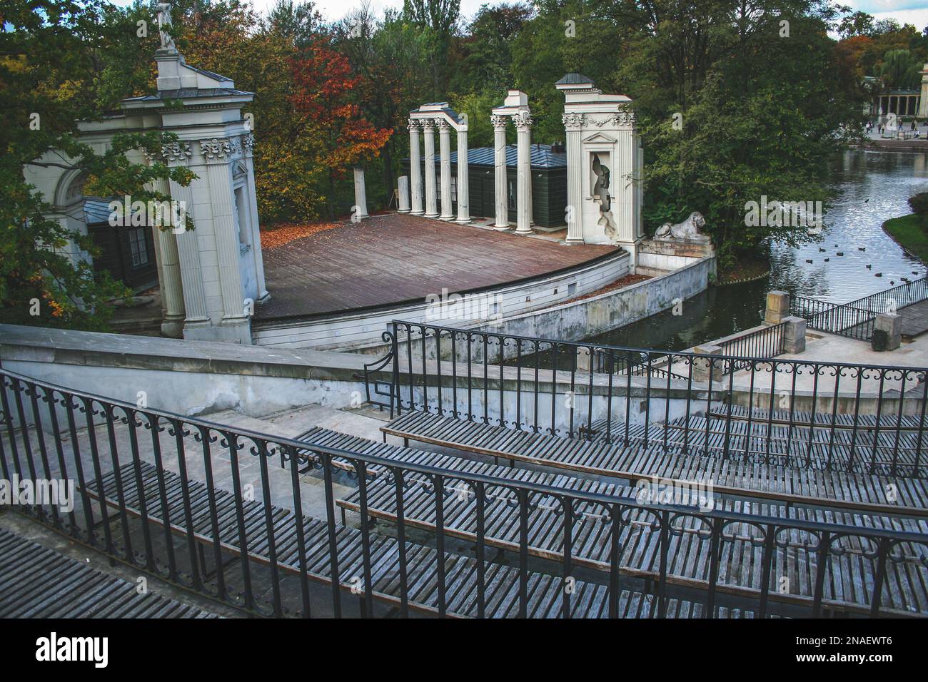Stage of roman influenced outdoor amphitheatre on the water in Royal ...