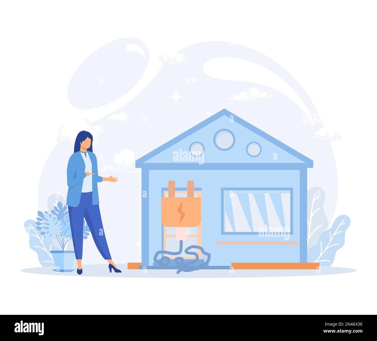 Sustainability illustration. Energy consumption in household ...