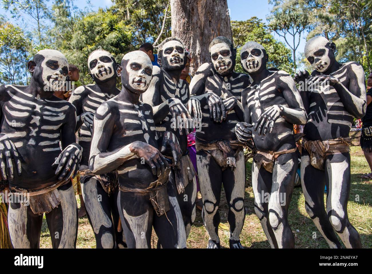 Bone men from Minima Village in Chimbu province, doing the Omo Masalai ...