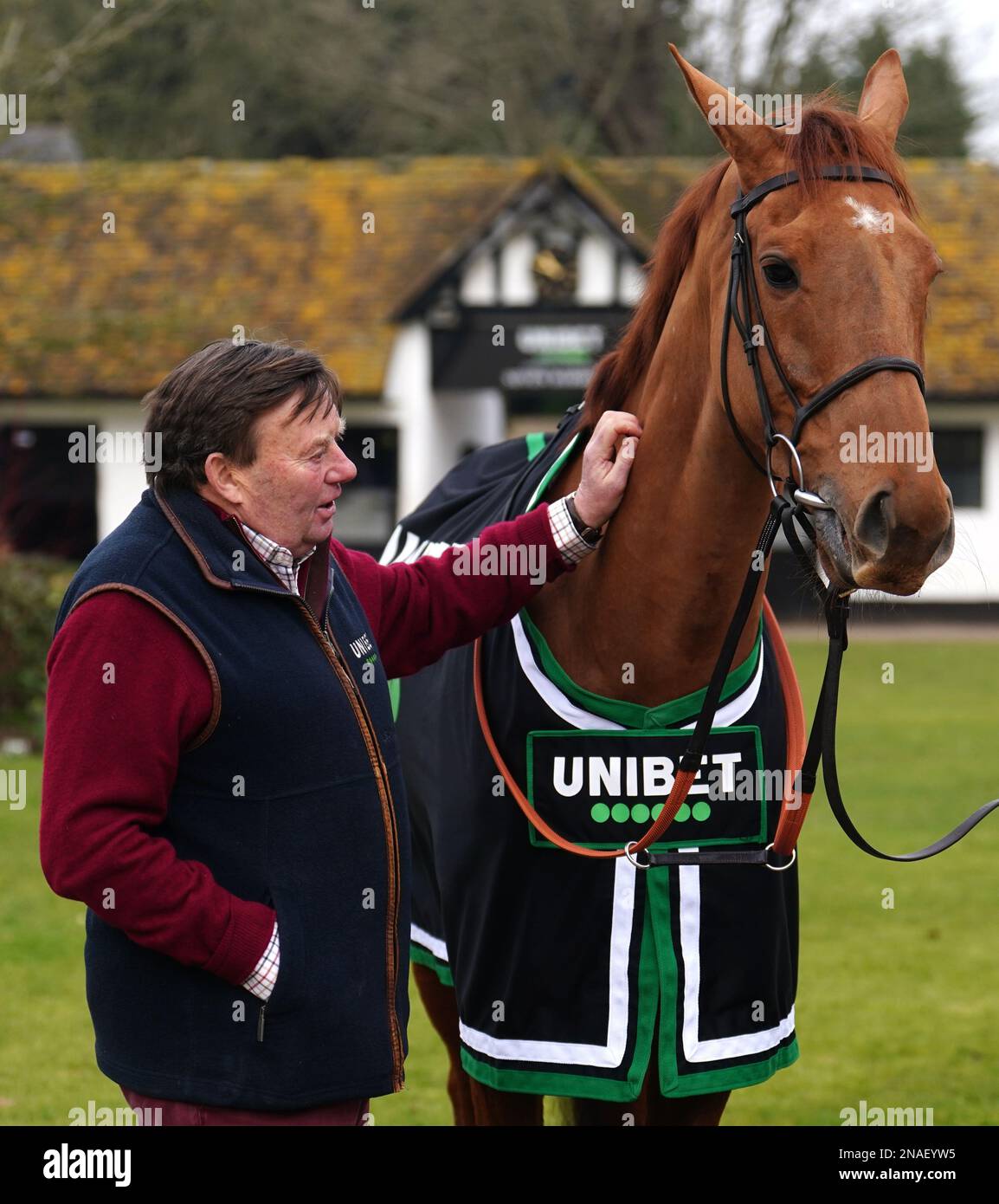 Trainer Nicky Henderson and Luccia during a visit to Nicky Henderson's ...