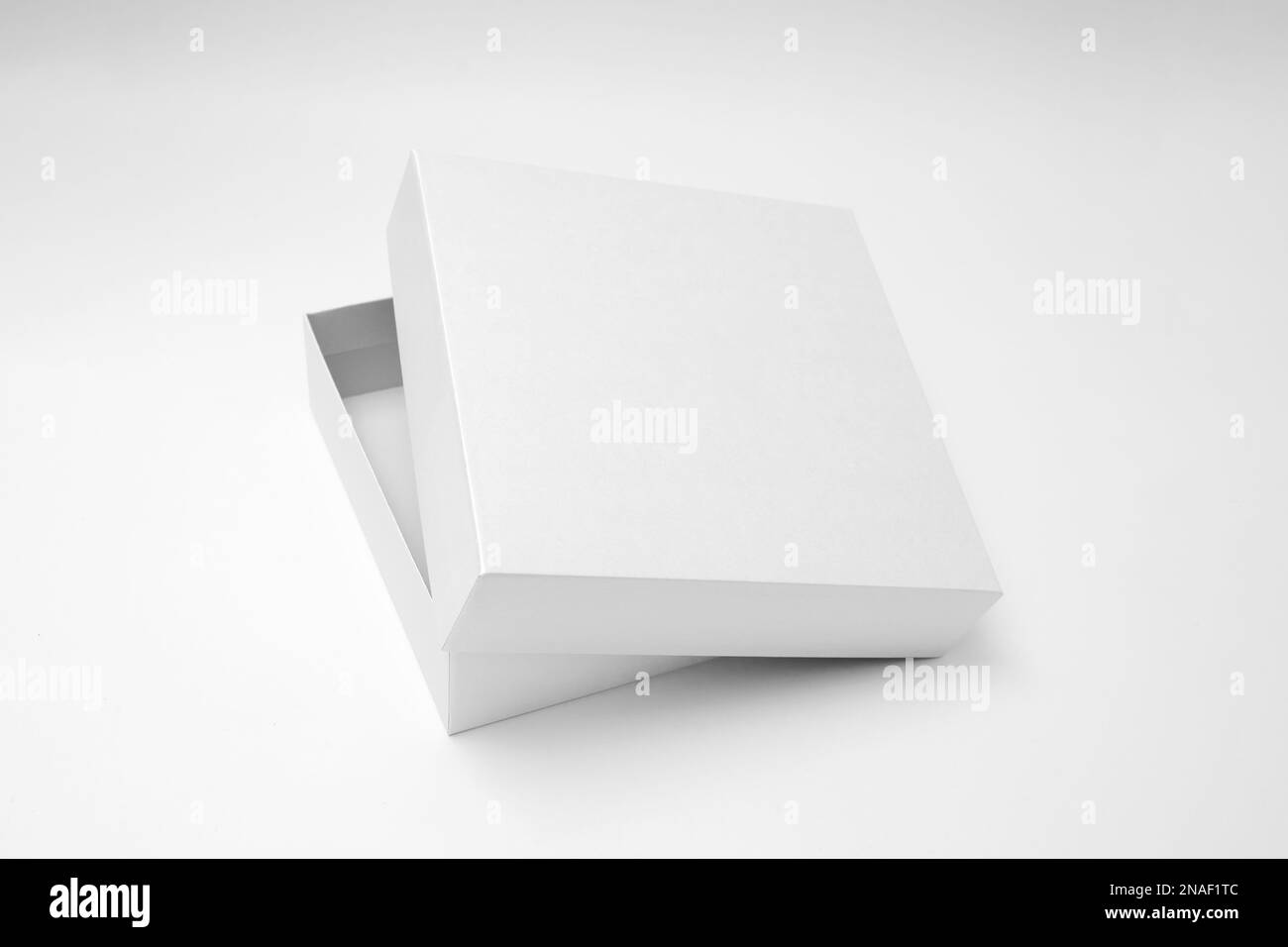 White textured opened box, gift mockup on white background.High ...