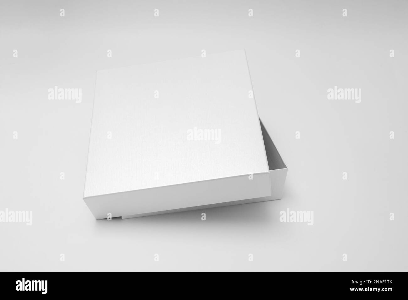 White textured opened box, gift mockup on white background.High ...