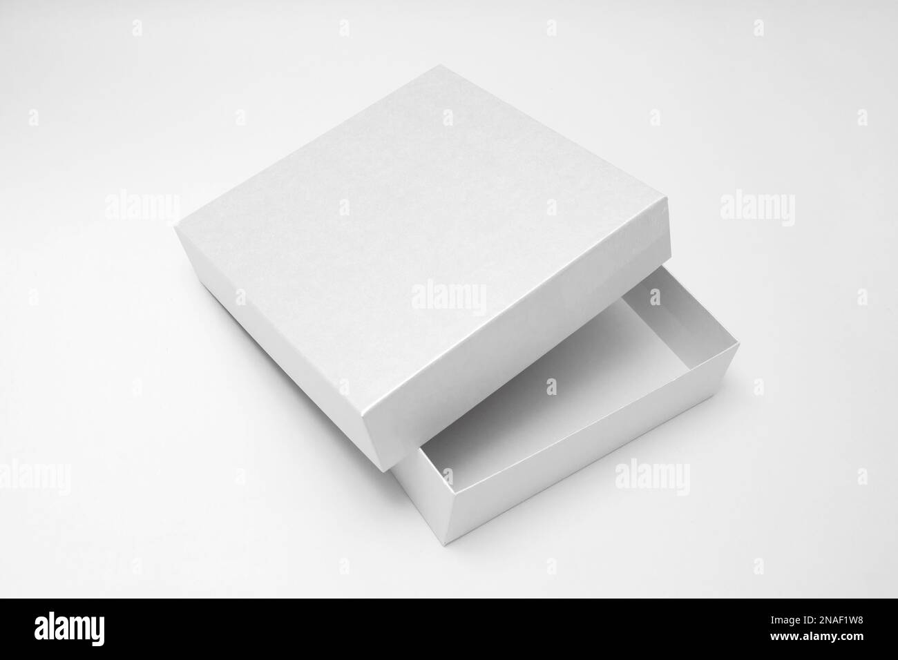 White textured opened box, gift mockup on white background.High ...