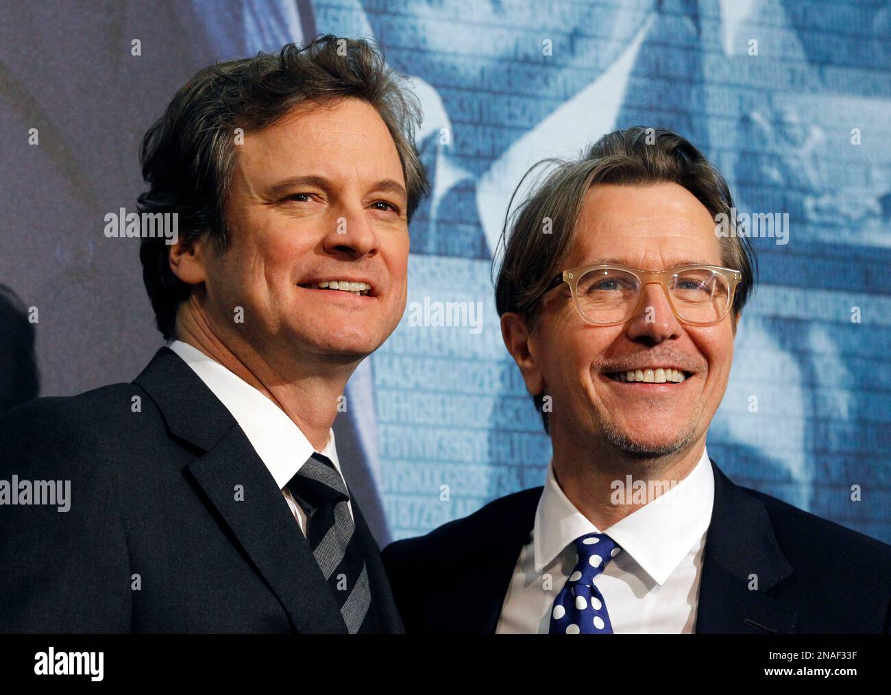 British actor Gary Oldman, right, and British actor Colin Firth pose ...