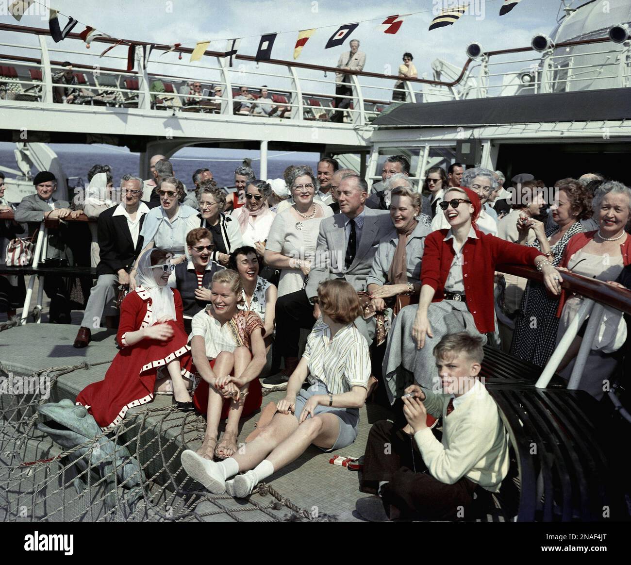 Grace Kelly, on her way to marry Prince Rainier of Monaco on board S.S ...