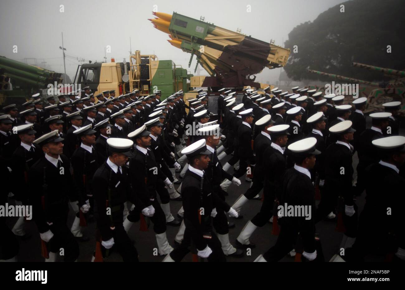 An Indian navy contingent marches past at the Republic Day parade ...