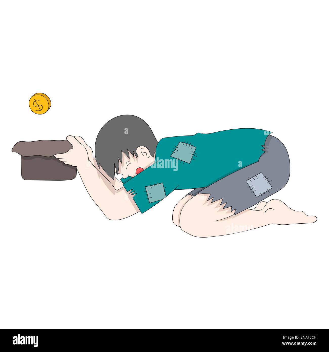 a poor young man is begging for money to eat. vector design illustration art Stock Vector Image ...