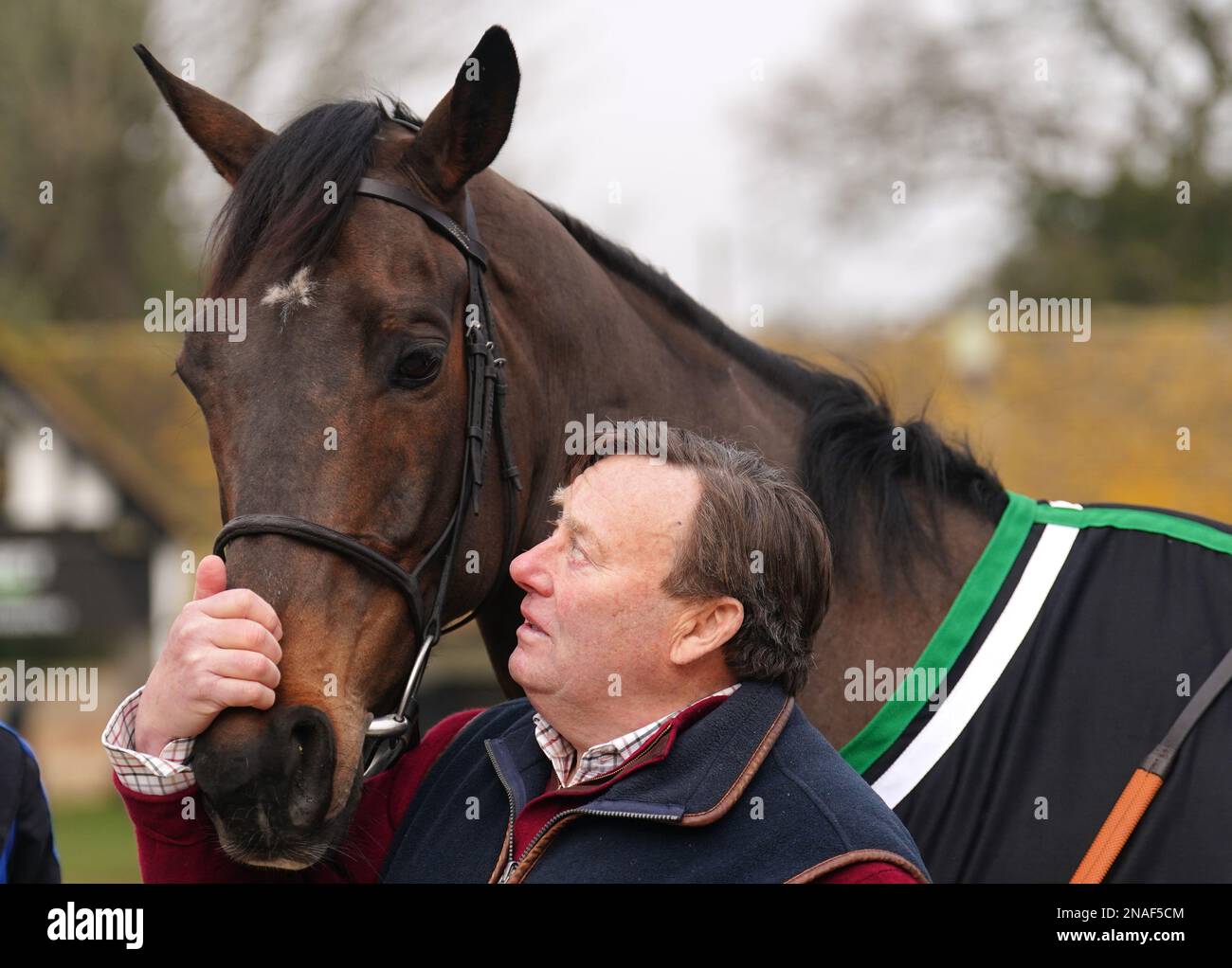 Trainer Nicky Henderson and Constitution Hill during a visit to Nicky ...