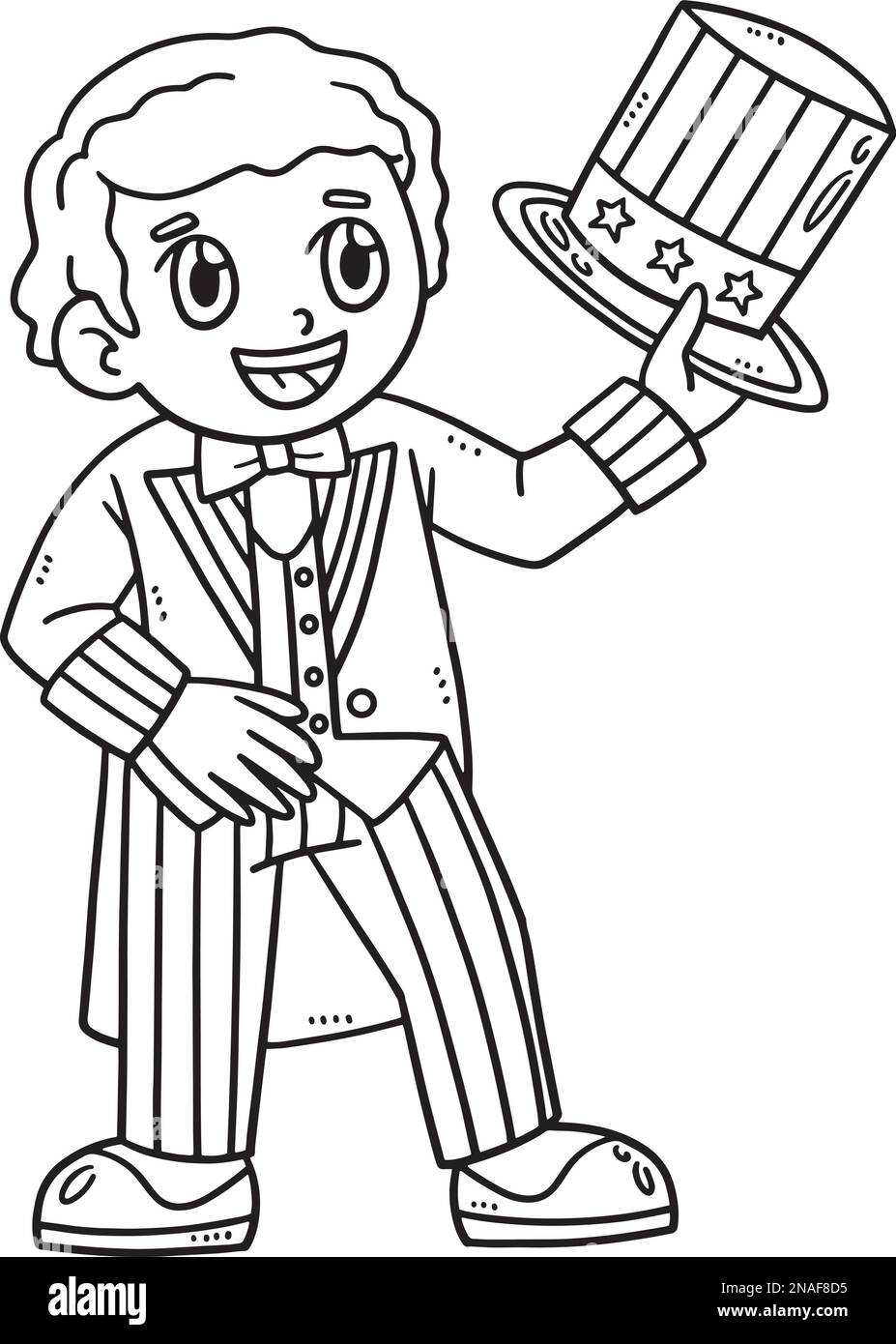 Boy Wearing Uncle Sam Outfit Isolated Coloring Stock Vector Image & Art ...