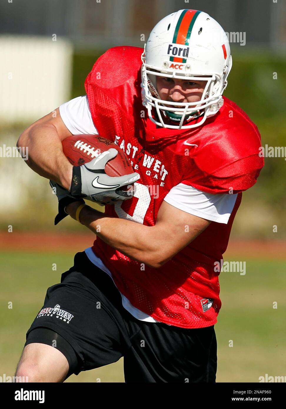 Miami tight end Chase Ford during practice for the East West Shrine ...