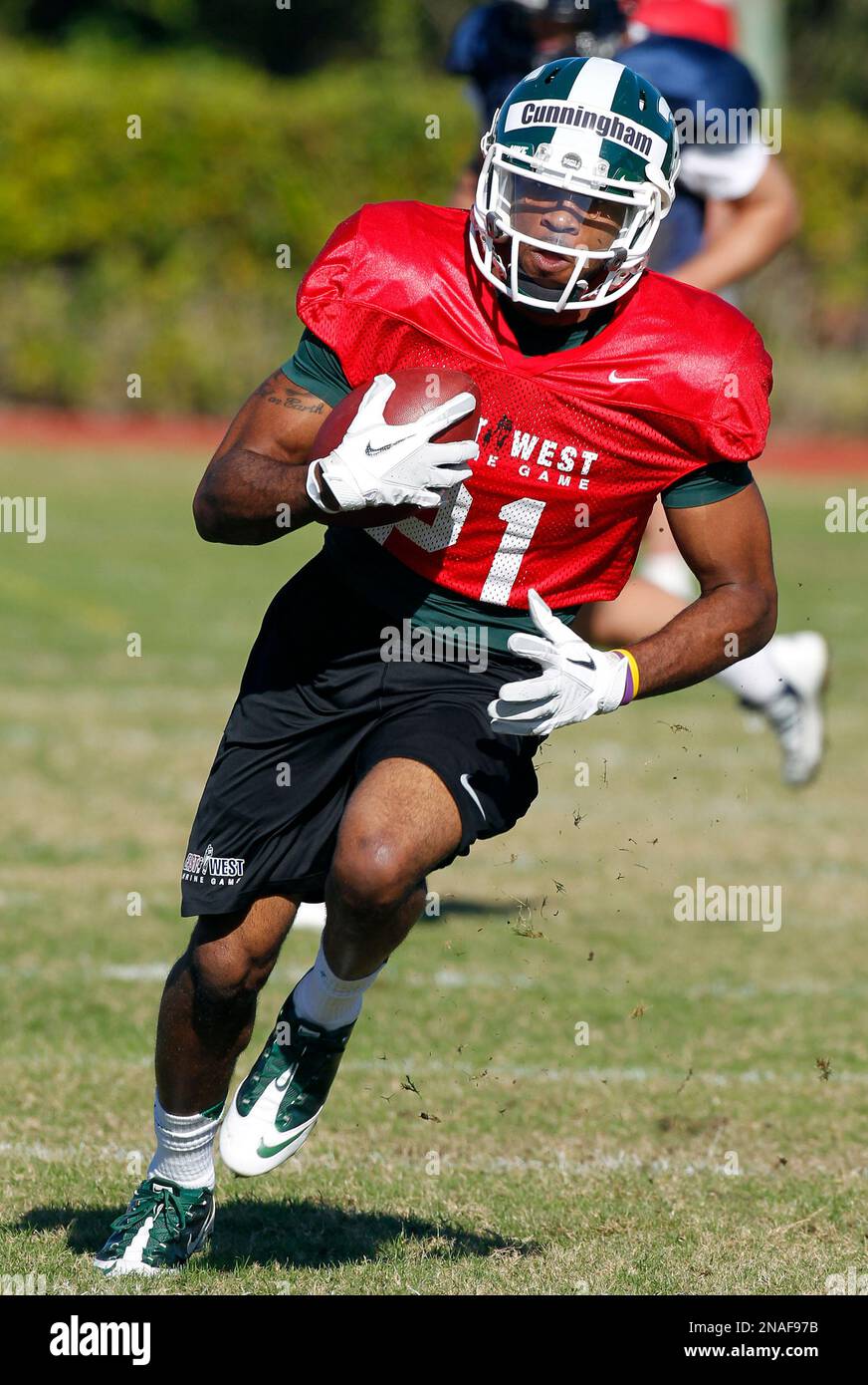 Michigan State WR B.J. Cunningham during practice for the East West ...