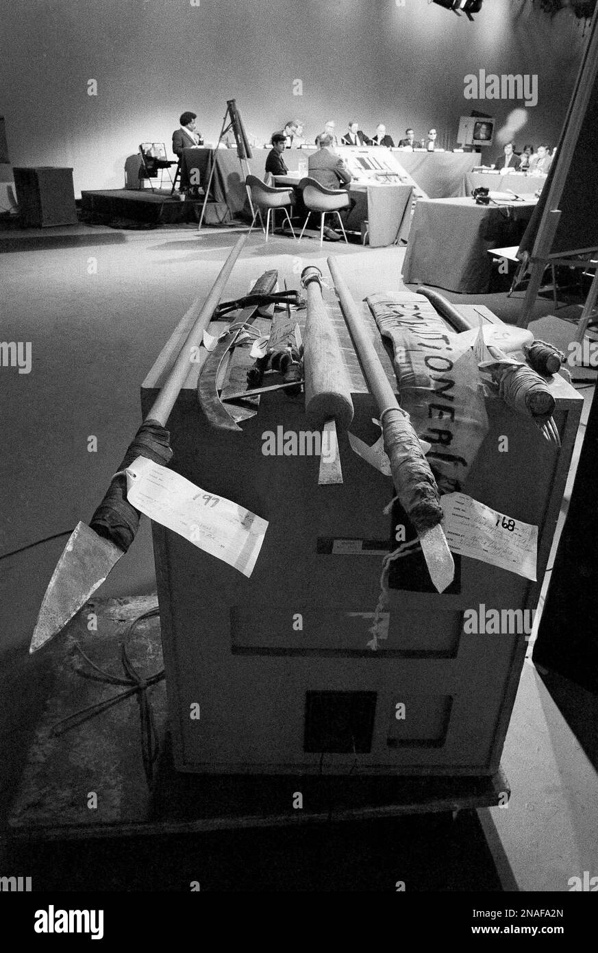 Weapons in foreground were used by Attica prison inmates during revolt ...