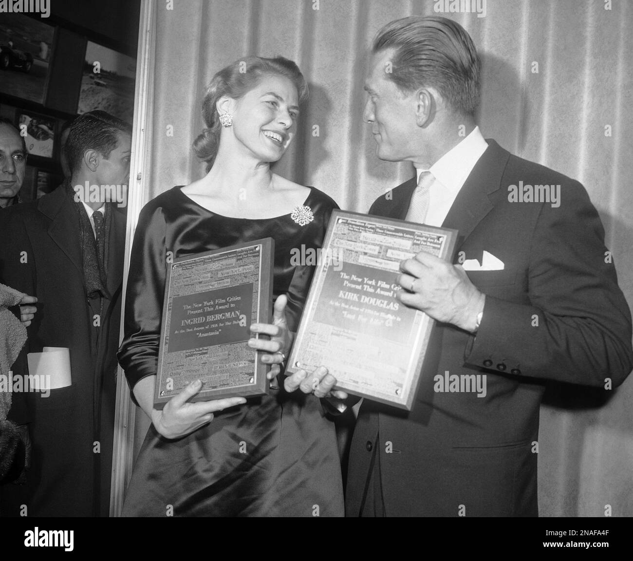 Actor Kirk Douglas and actress Ingrid Bergman display New York film ...