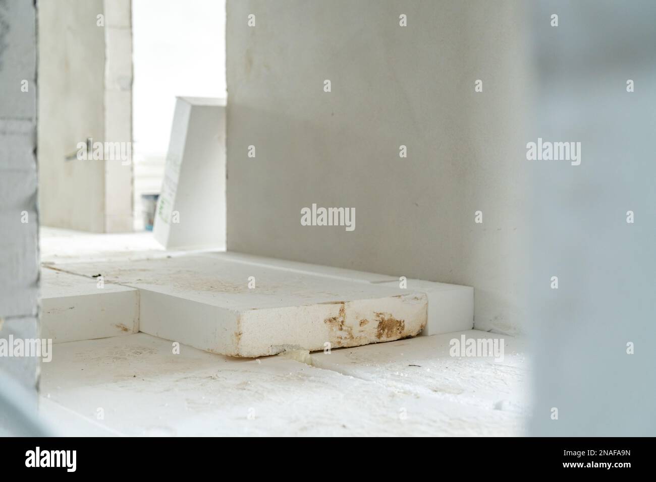 insulation of floors with polystyrene on the construction site Stock ...