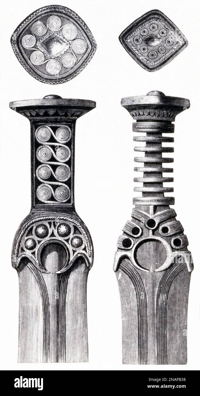 Bronze sword pommels and hilts Stock Photo - Alamy