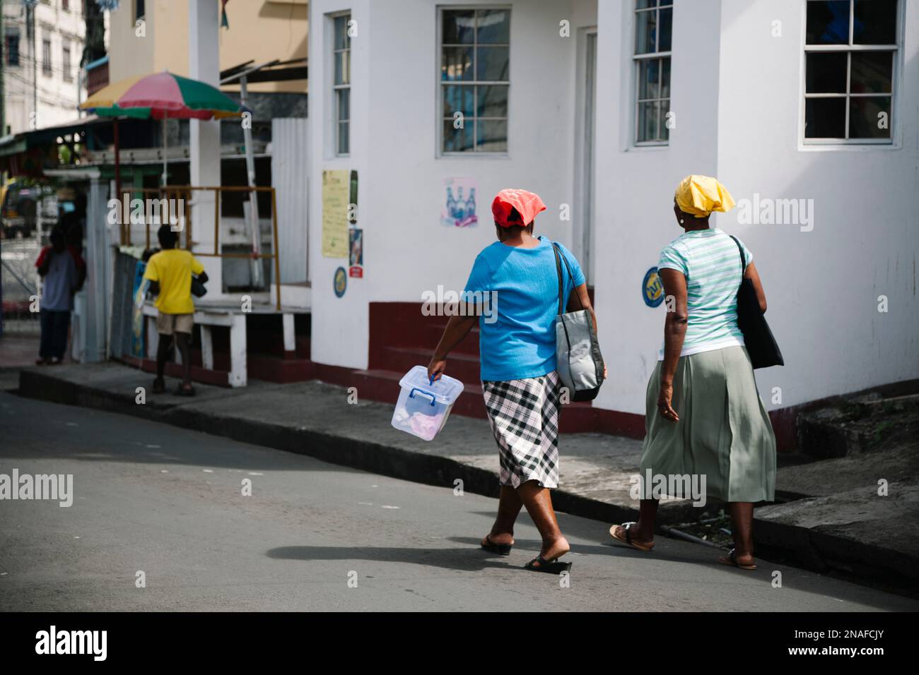 Scene from a small fishing village of Gouyave in Grenada; Gouyave ...