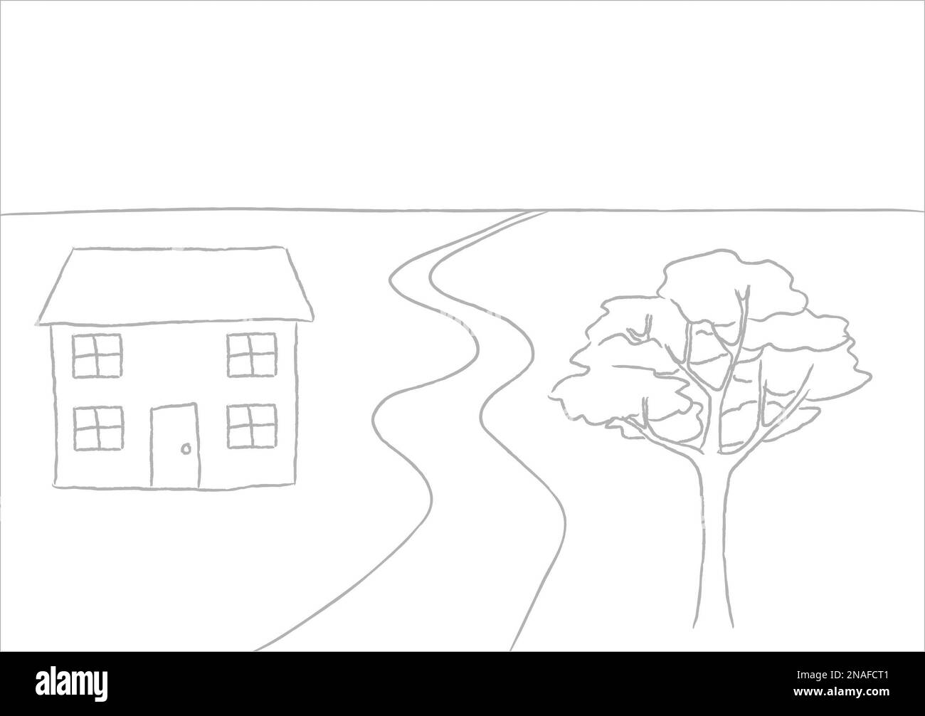 Step 3 how to draw a landscape Stock Photo - Alamy