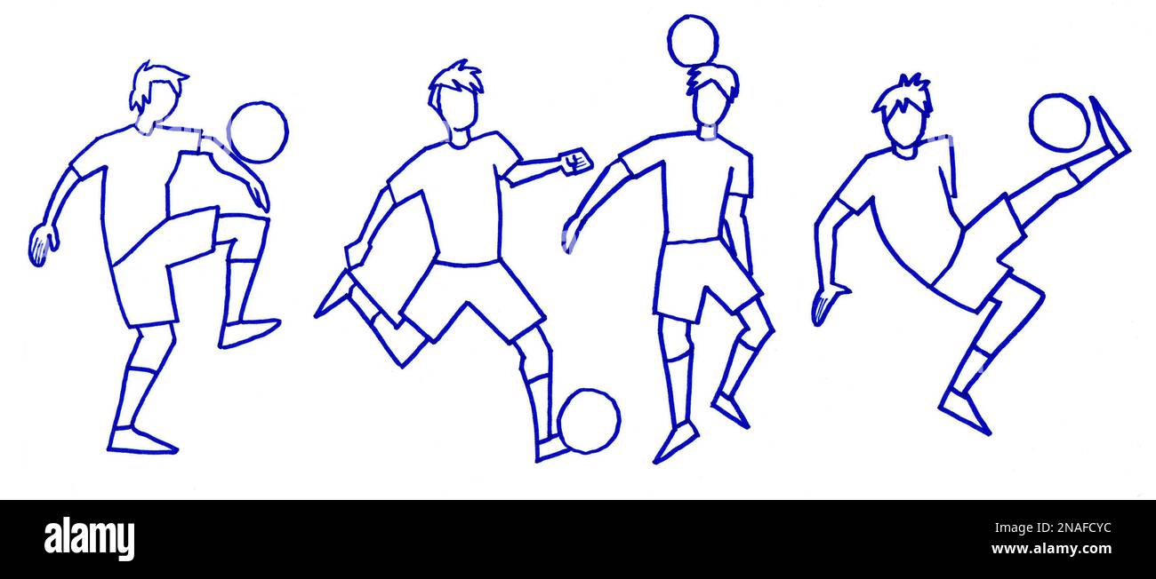 Outline of football players with ball Stock Photo - Alamy