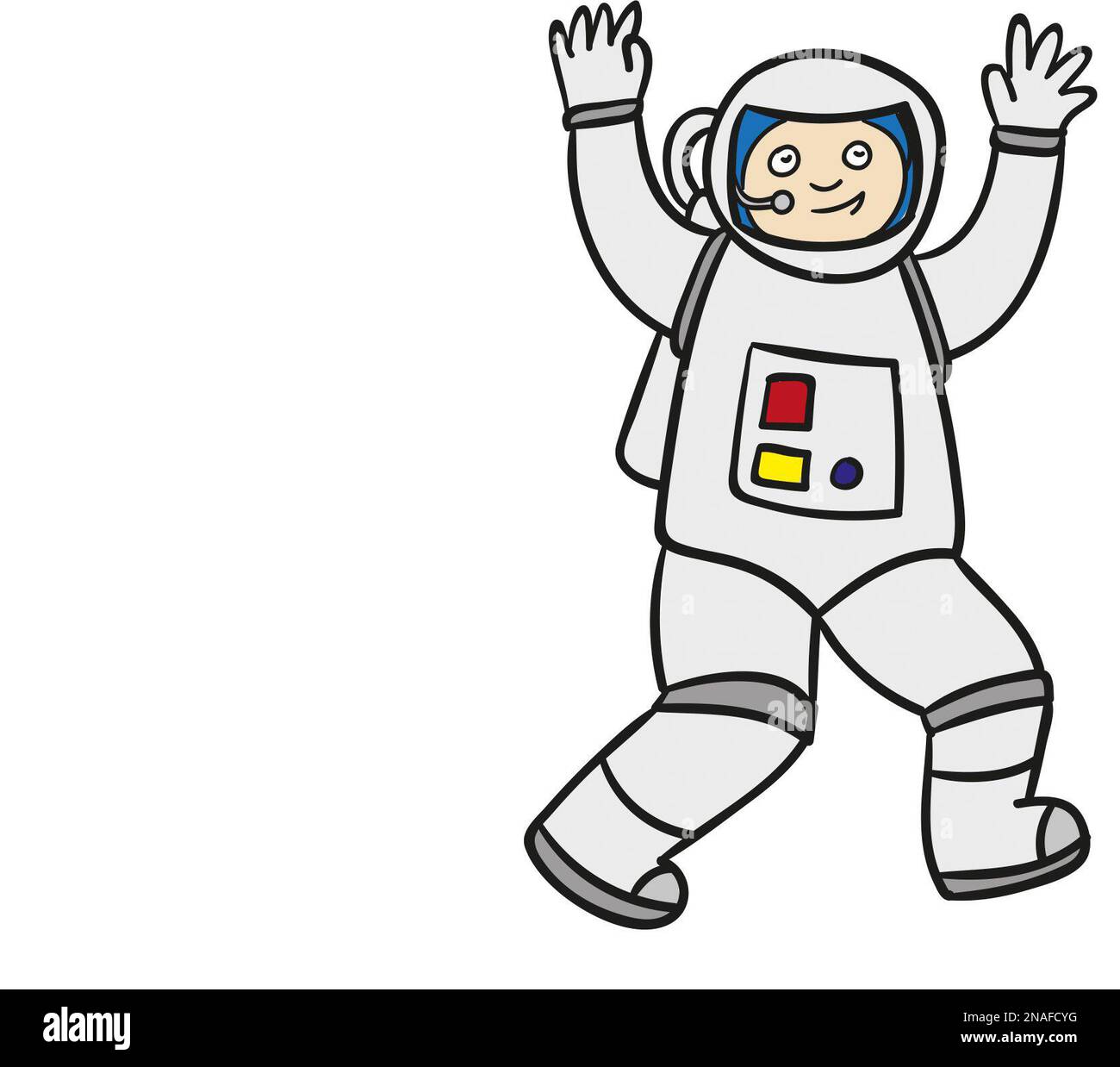 Illustrated astronaut waving hands Stock Photo - Alamy