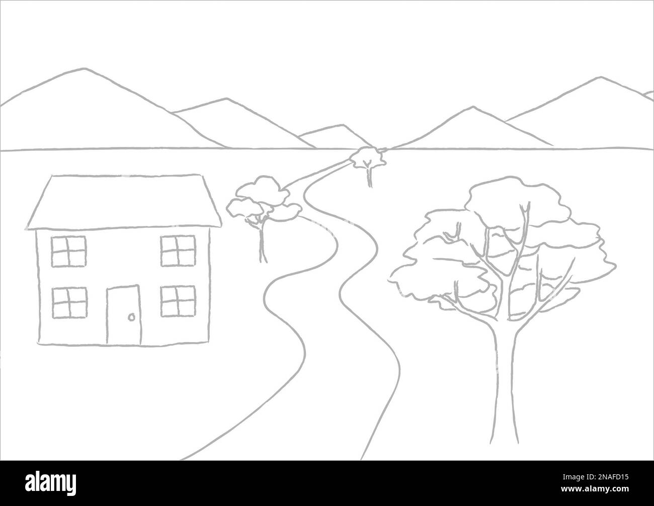 Step 4 how to draw a landscape Stock Photo - Alamy