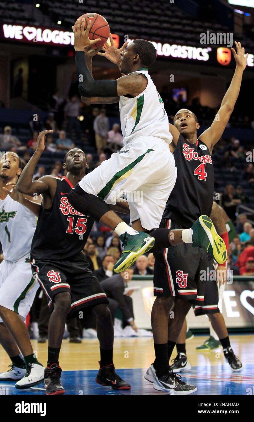 South Florida guard Jawanza Poland (5) shoots over St. John's forward ...