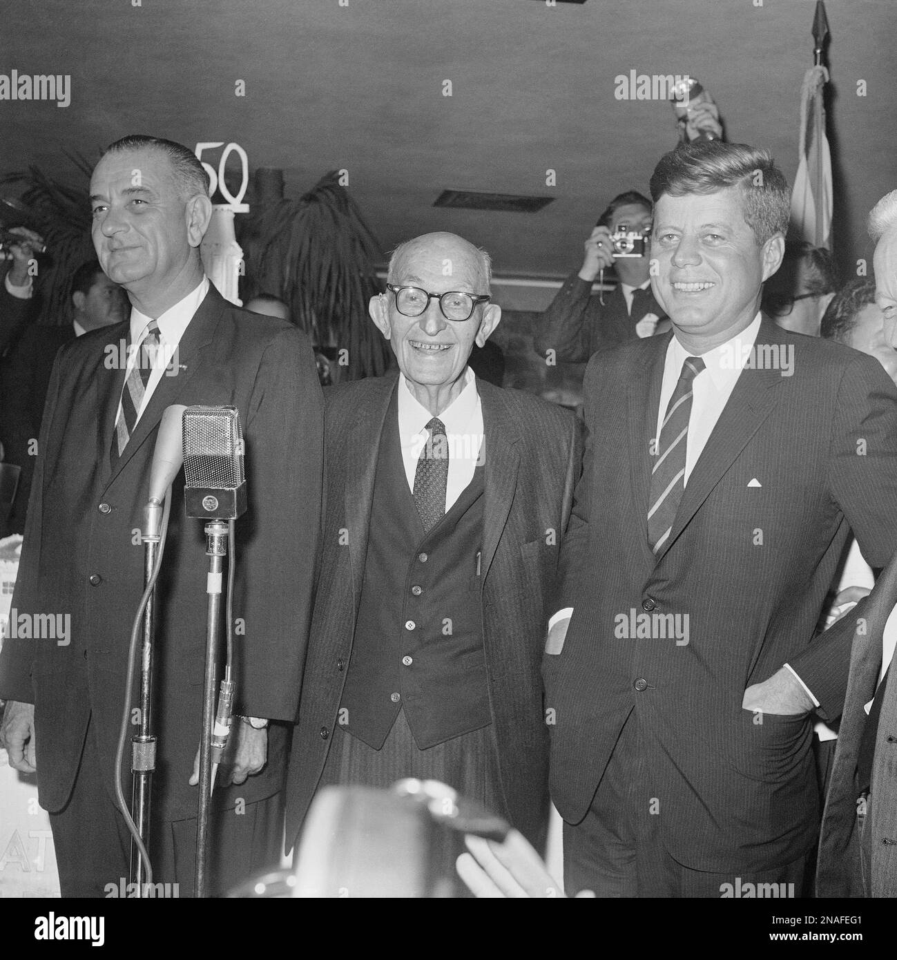 Sen. Carl Hayden, center, of Arizona wears a big grin as he poses with ...
