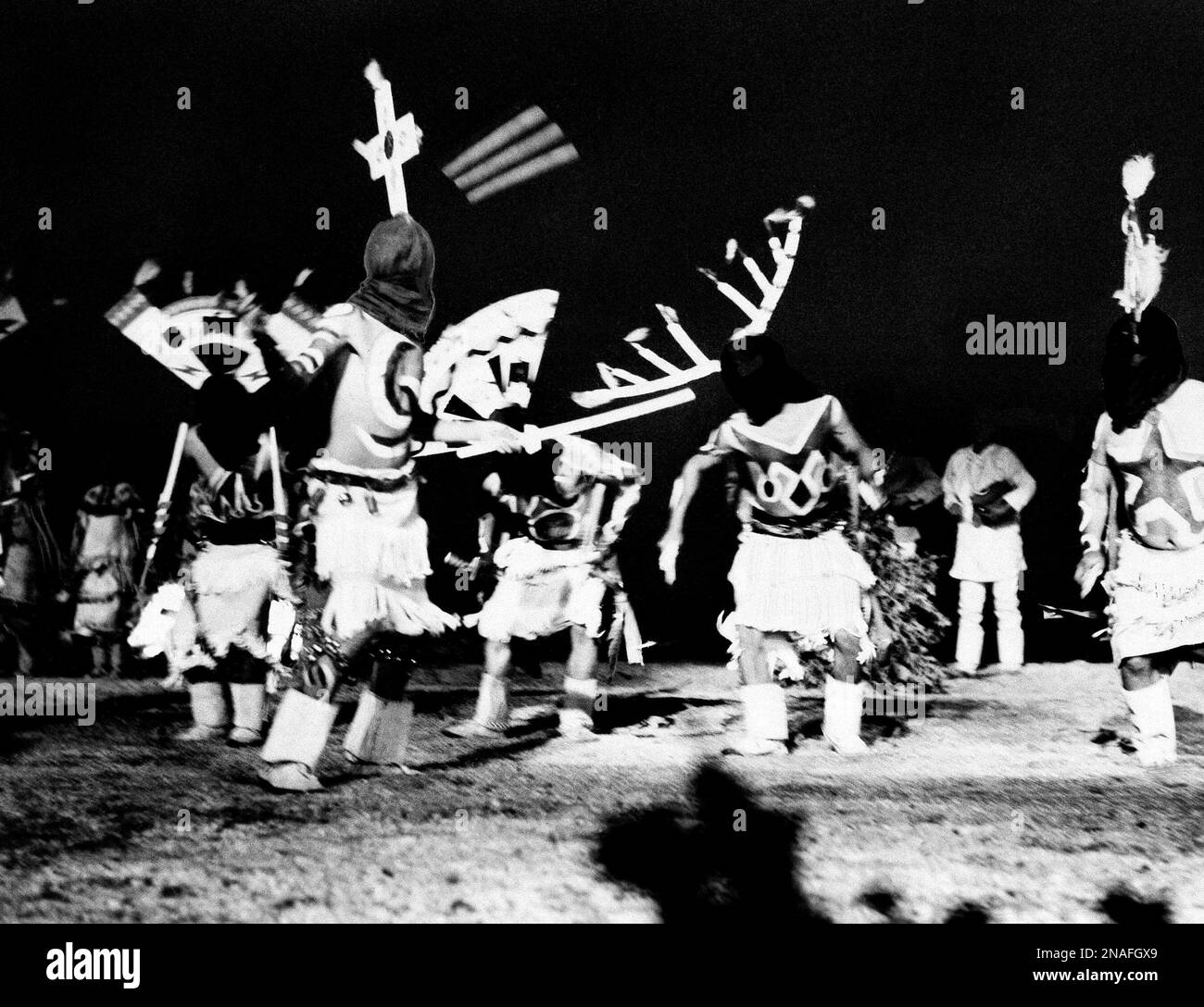 Hooded Devil Dancers perform the Apache Crown Dance at the All-Indian Pow Wow in Flagstaff ...