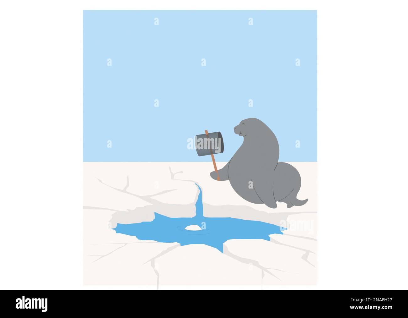 Seal breaking ice with hammer Stock Photo - Alamy