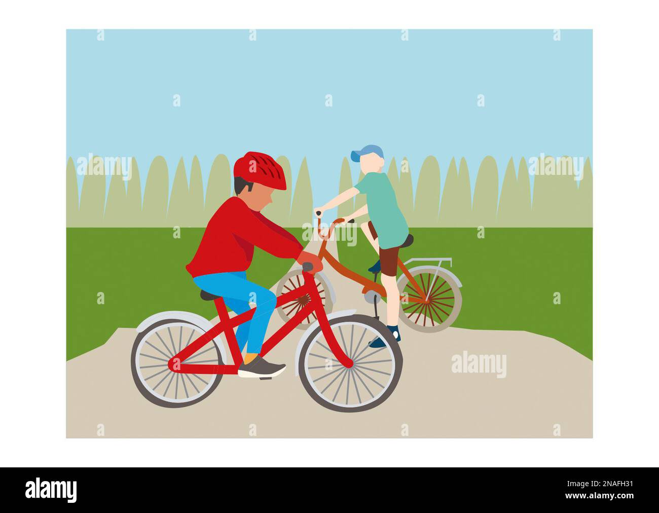 Two children cycling Stock Photo - Alamy