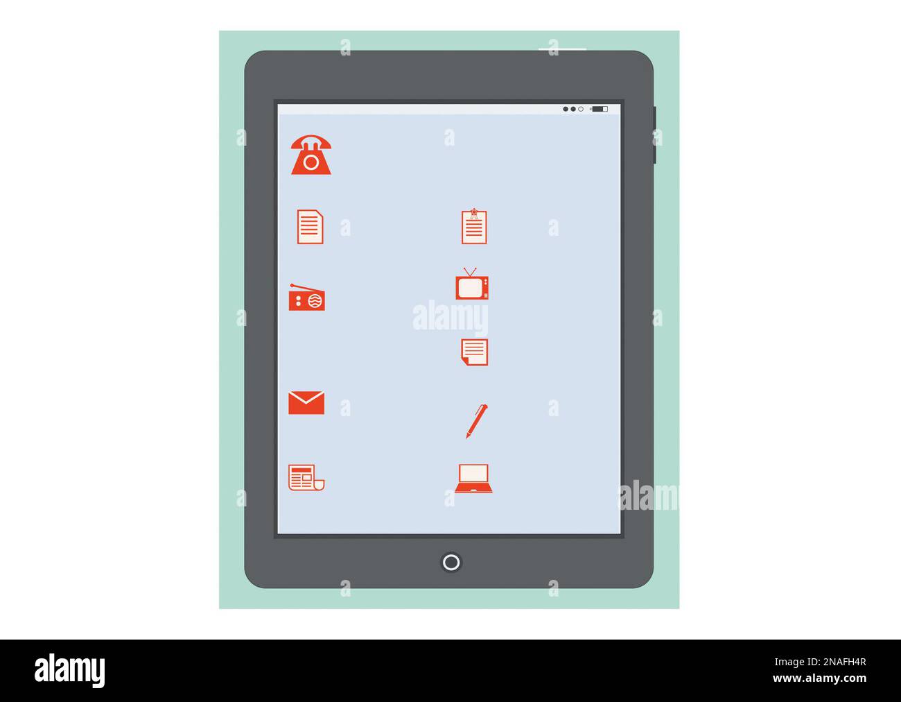 Tablet displaying different icons Stock Photo - Alamy