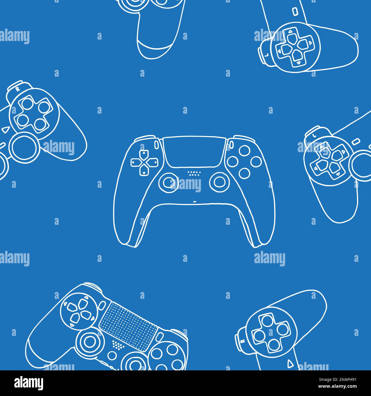 Seamless pattern of game controllers. Vector illustration in hand-drawn ...