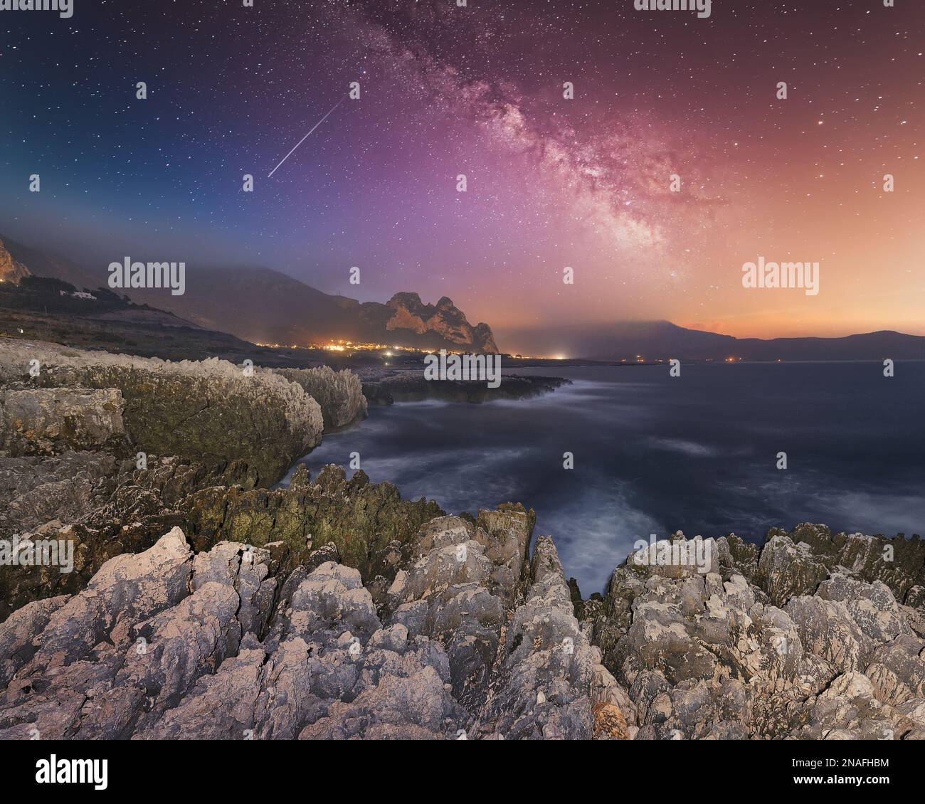 Gorgeous evening seascape of Isolidda Beach on San Vito cape. Popular ...