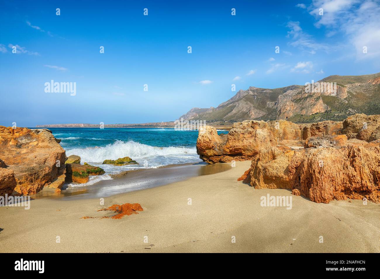 Outstanding seascape of Isolidda Beach near San Vito cape. Popular ...