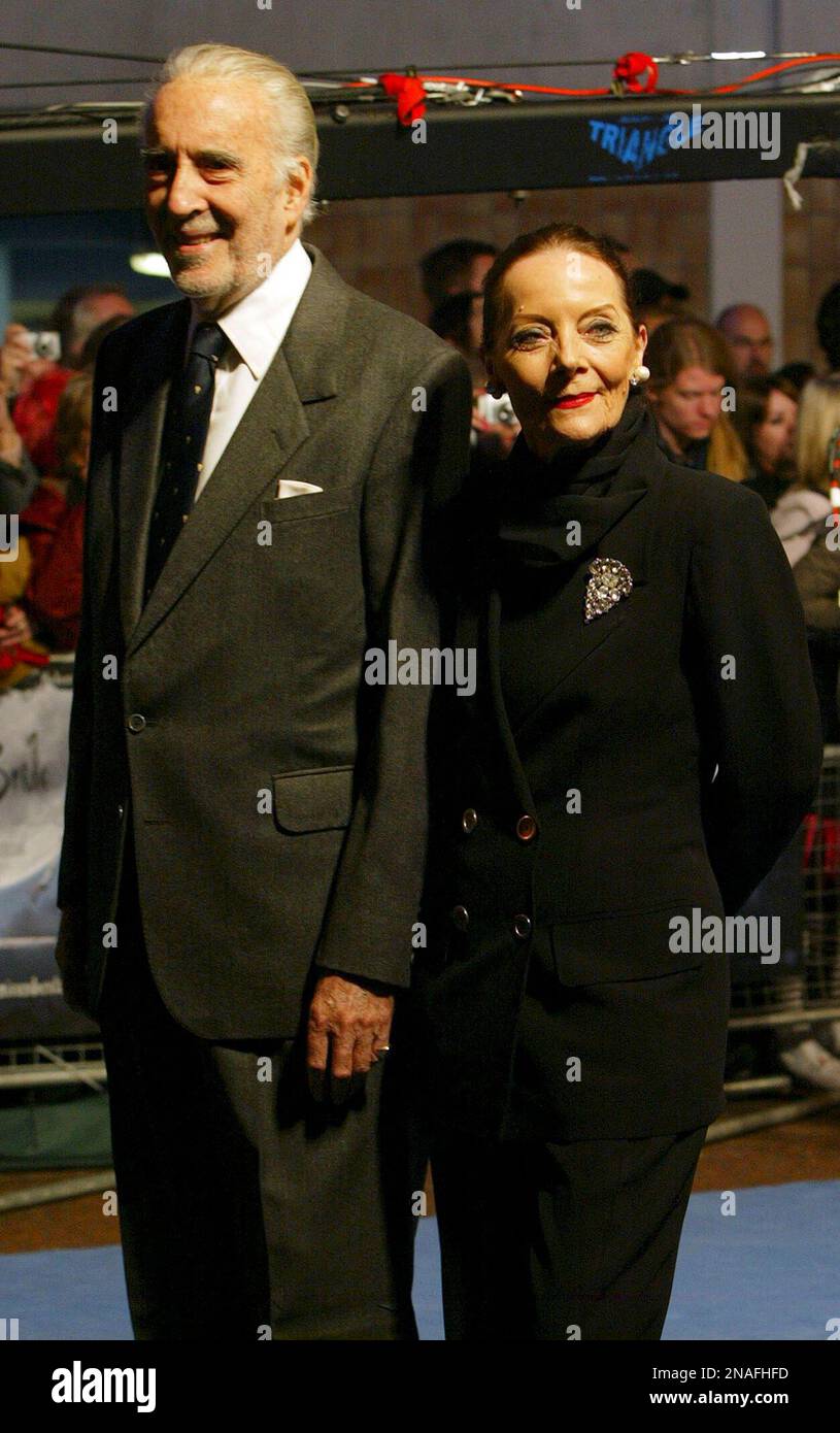 Actor Christopher Lee and his wife arrive at the British premiere of ...