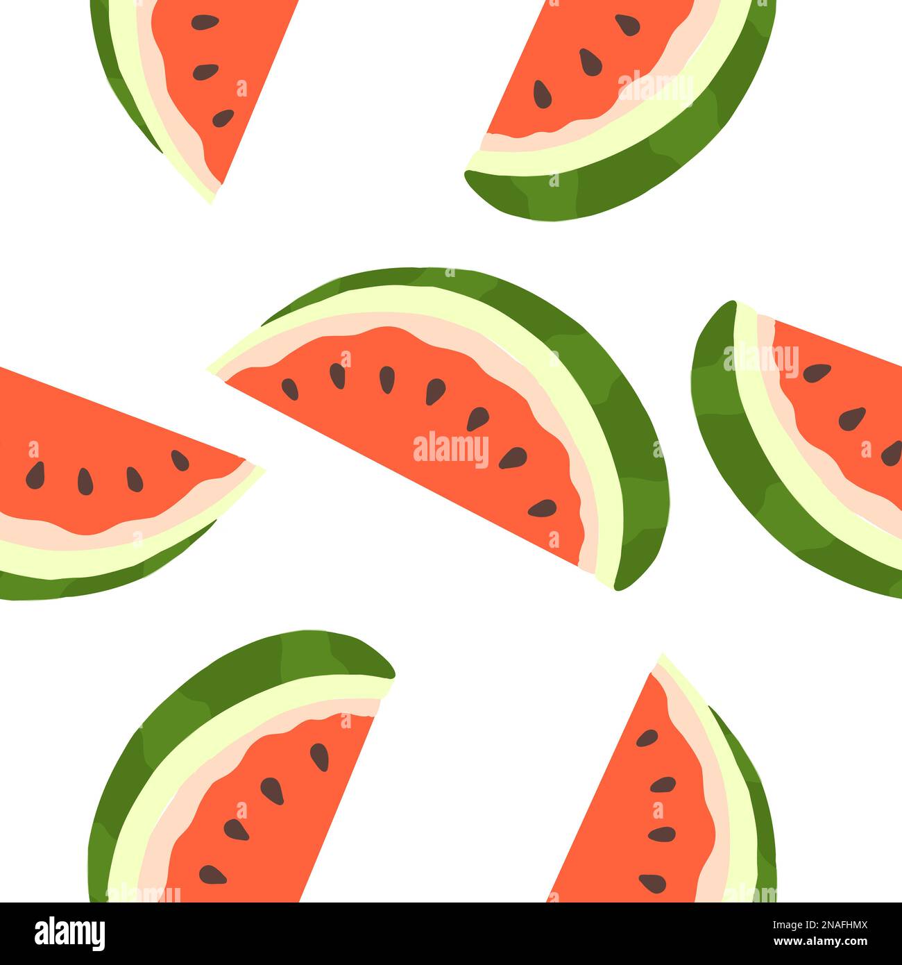 Juicy watermelon. Vector seamless pattern in flat cartoon style ...