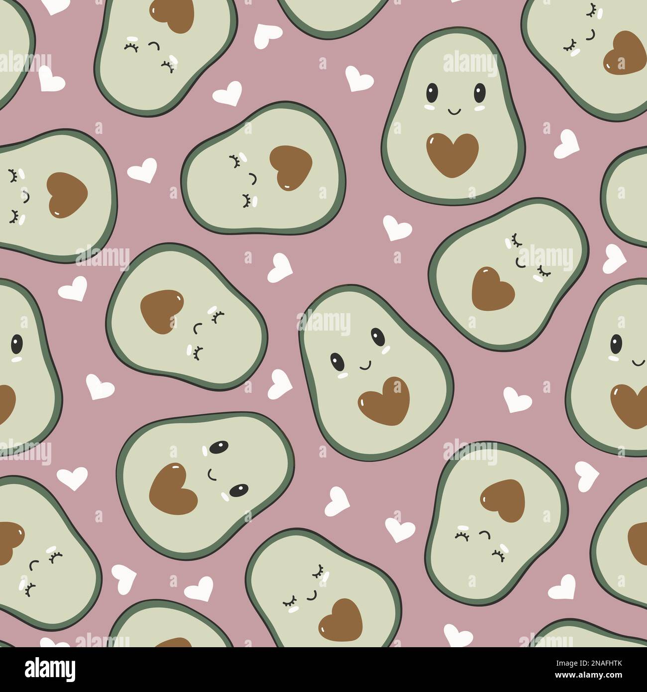Seamless pattern with cute avocados and hearts. Print for clothing ...