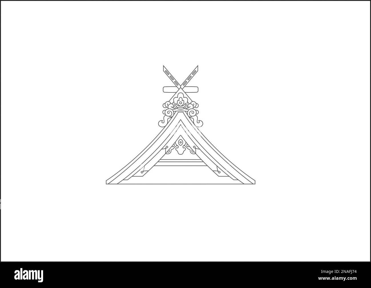 Illustration of chigi finials (Japanese architecture Stock Photo - Alamy