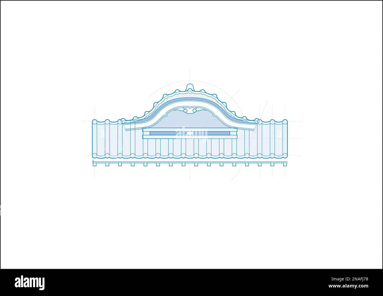 Illustration of a karahafu, or a curved gable Stock Photo - Alamy